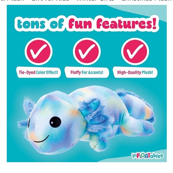 INFLOATABLES | Toys | Infloatables Axolotl Plush Toy Soft 2inch Blue ...